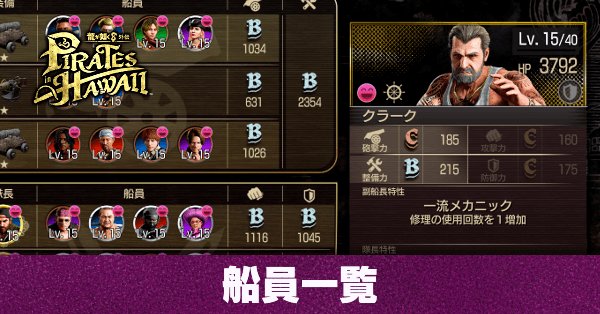 【龍が如く8外伝】船員（仲間）の場所一覧と加入条件・全117人掲載｜ゲームエイト